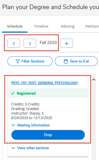 How do I drop a course in Student Planning?